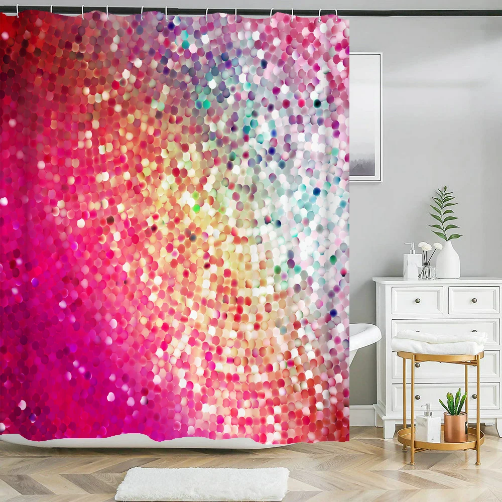 Colorful Stripes Printed Shower Curtain Sparkling Bathroom Curtain With ...