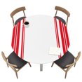 Colorful Stripes Round Fitted Tablecloth Red Wood Texture White Elastic ...