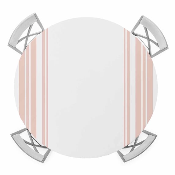 Colorful Stripes Round Table Cover, Pink Wood Texture White Waterproof ...