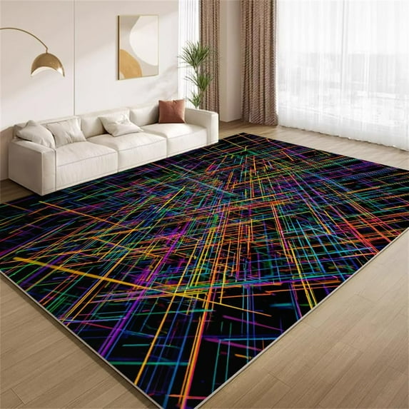 Colorful Stripes Rug 4x6 Area Rugs Modern Abstract Texture Rugs Ultra ...