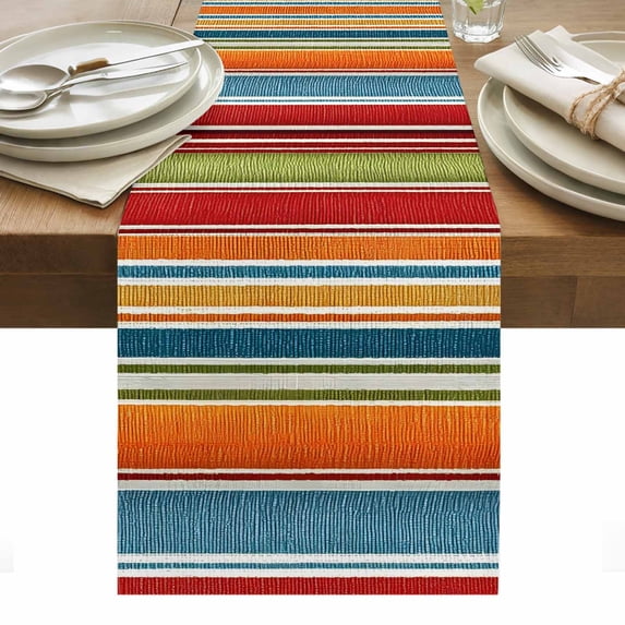Colorful Stripes Table Runner Abstract Orange Blue Red Green Geometric ...