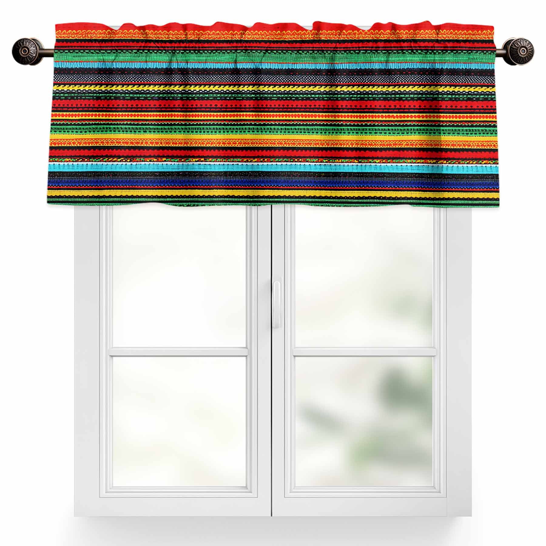 Colorful Stripes Valances for Windows, 42 x 18in, Mexican Aztec ...