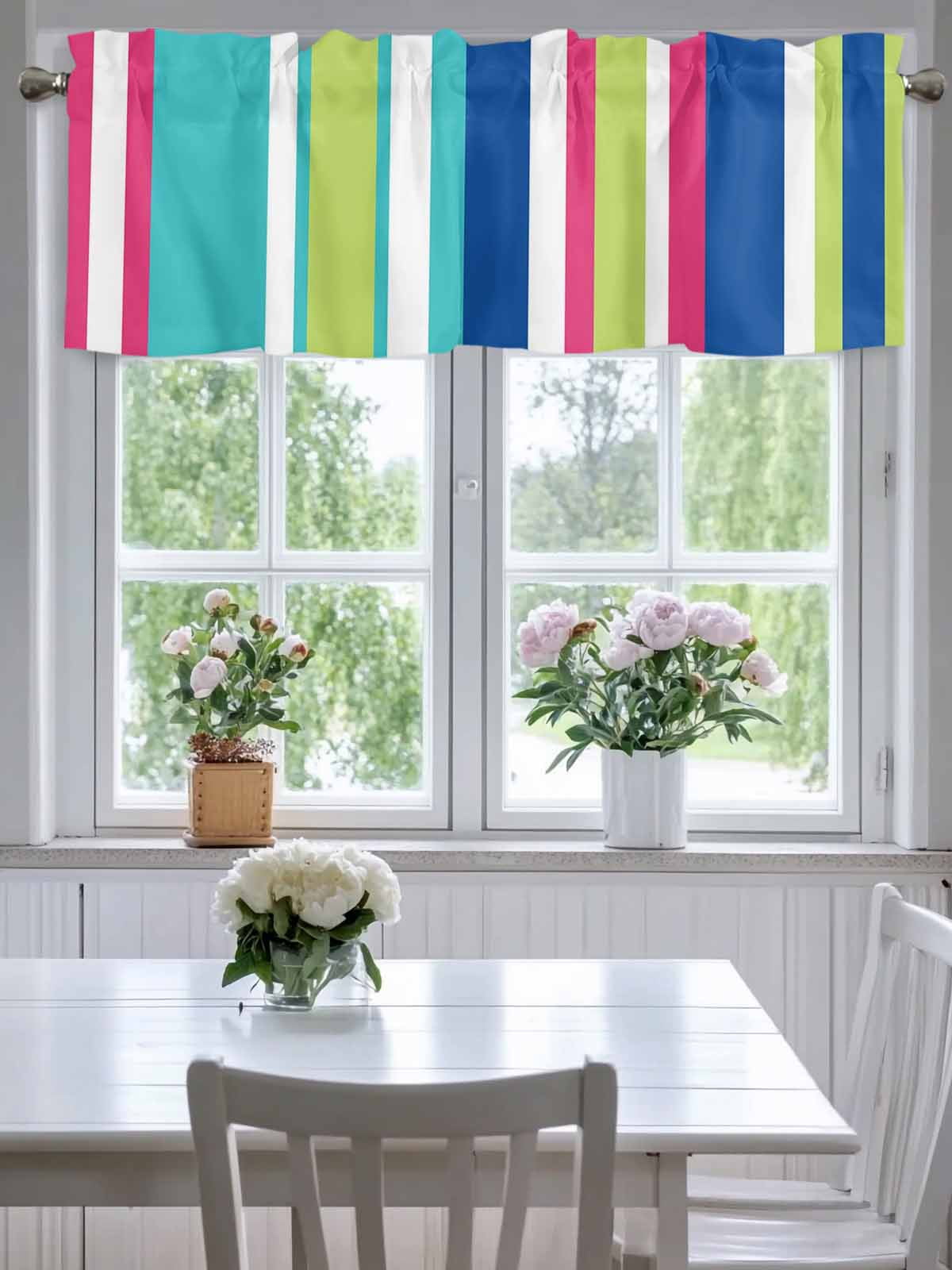 Colorful Stripes Valances for Windows,Kitchen Valance Rod Pocket Short ...