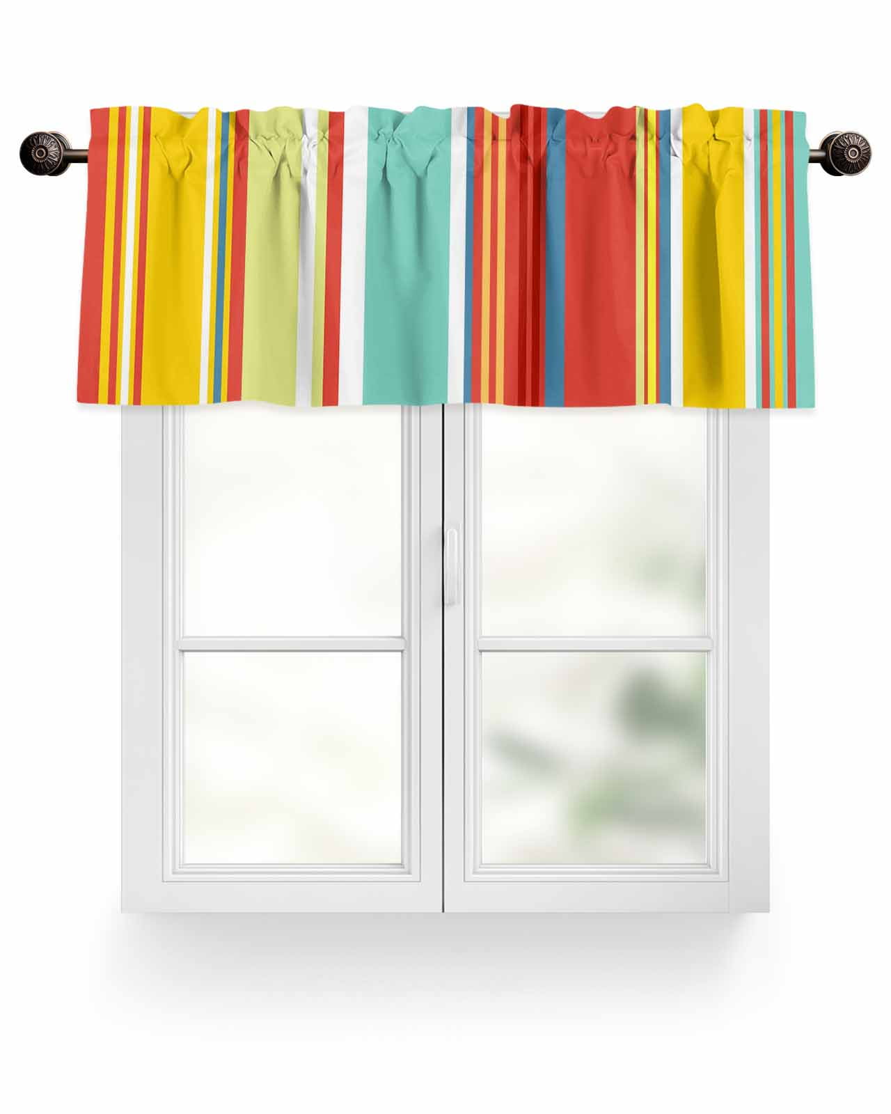 Colorful Stripes Valances for Windows Lines Traditional Art Farmhouse ...