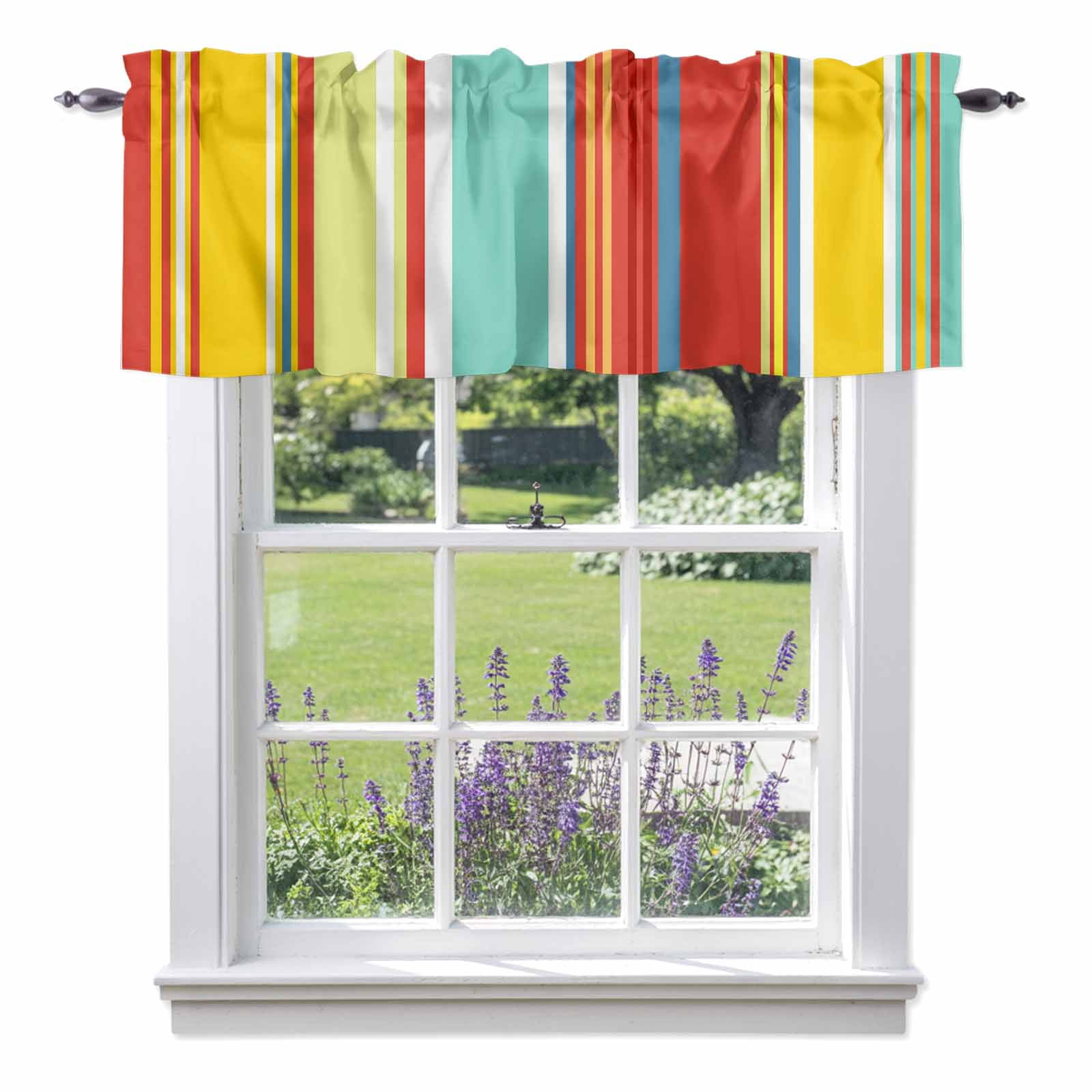 Colorful Stripes Valances for Windows, Lines Valance Window Treatment ...