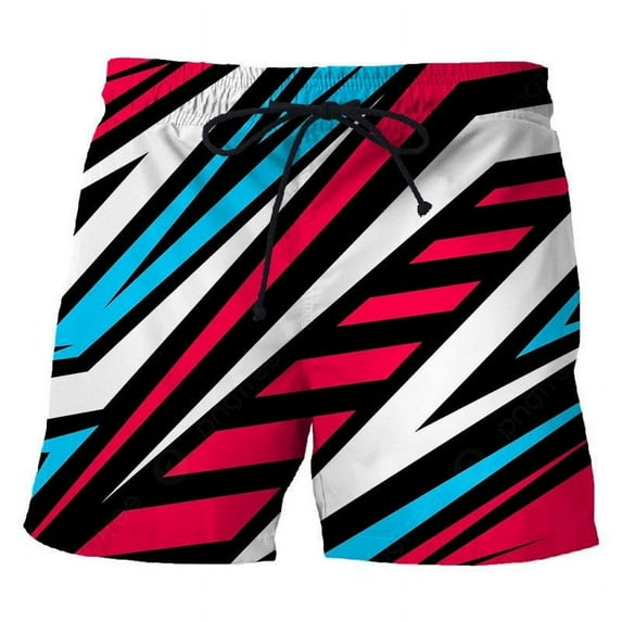 Colorful Strips Men's Board Shorts 3D Printed Personality Unisex Casual ...