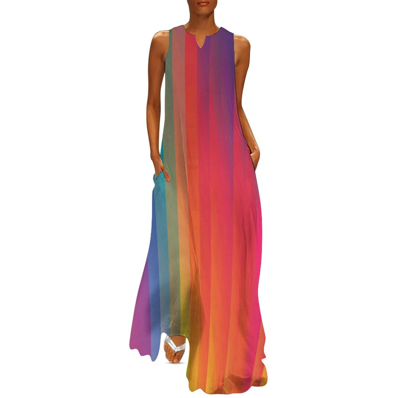 Colorful Strips Minimalist Long Dress Luxury Woman Evening Dress Long ...