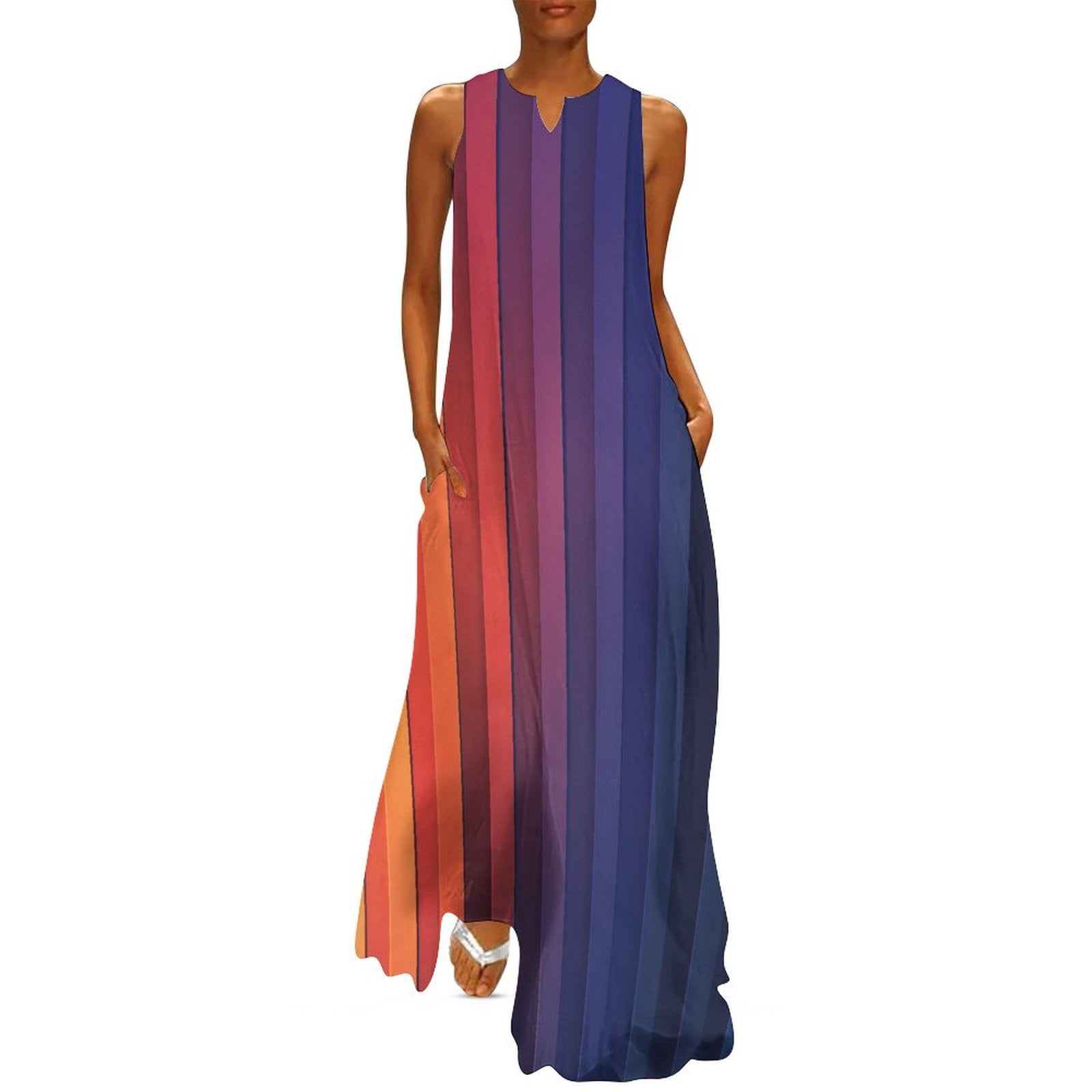 Colorful Strips Minimalist Long Dress Luxury Woman Evening Dress Long ...