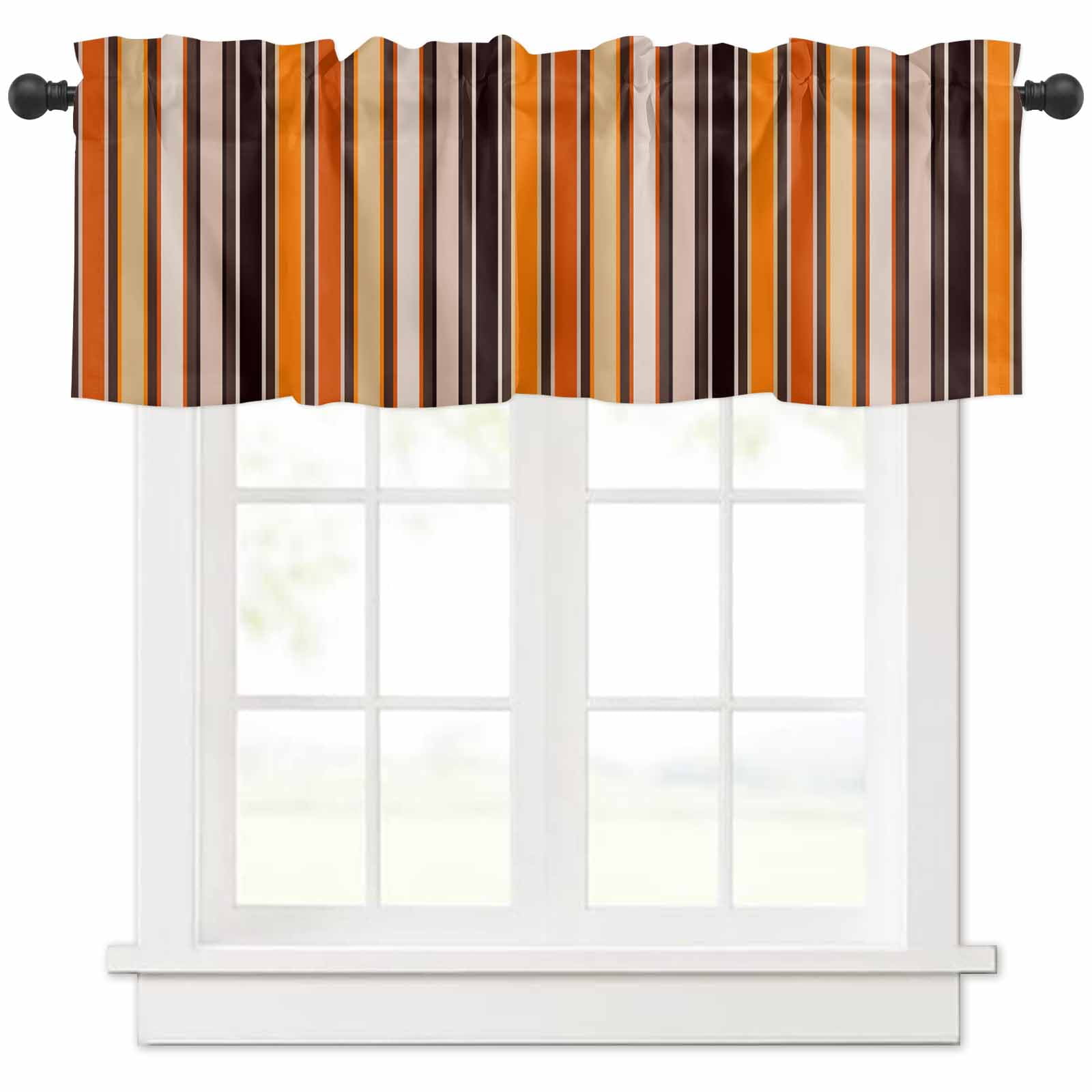 Colorful Strips Valances for Windows Farmhouse Kitchen Curtains ...