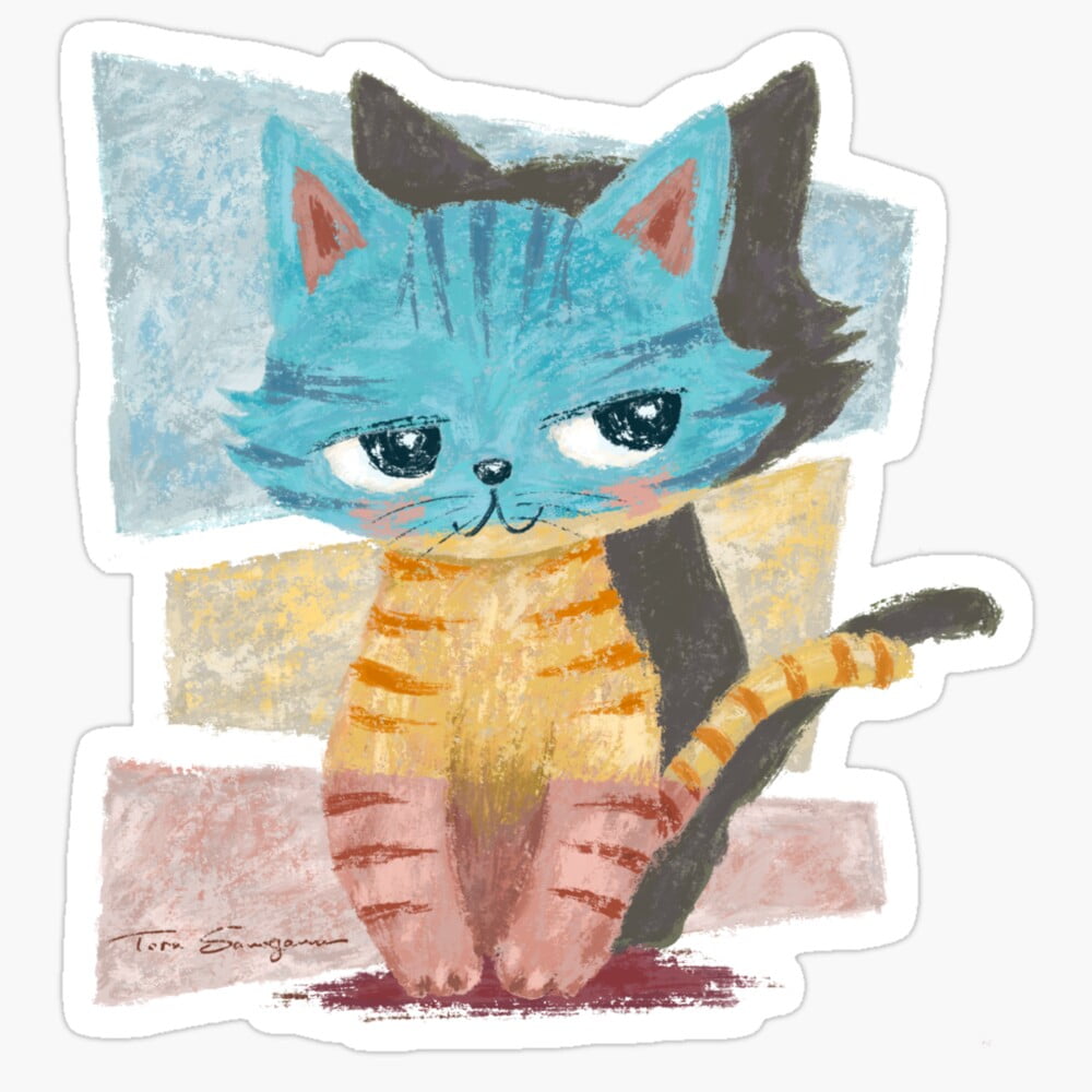 Colorful Stripy Cat Sticker Phone Decal Water Bottle Stickers Car ...