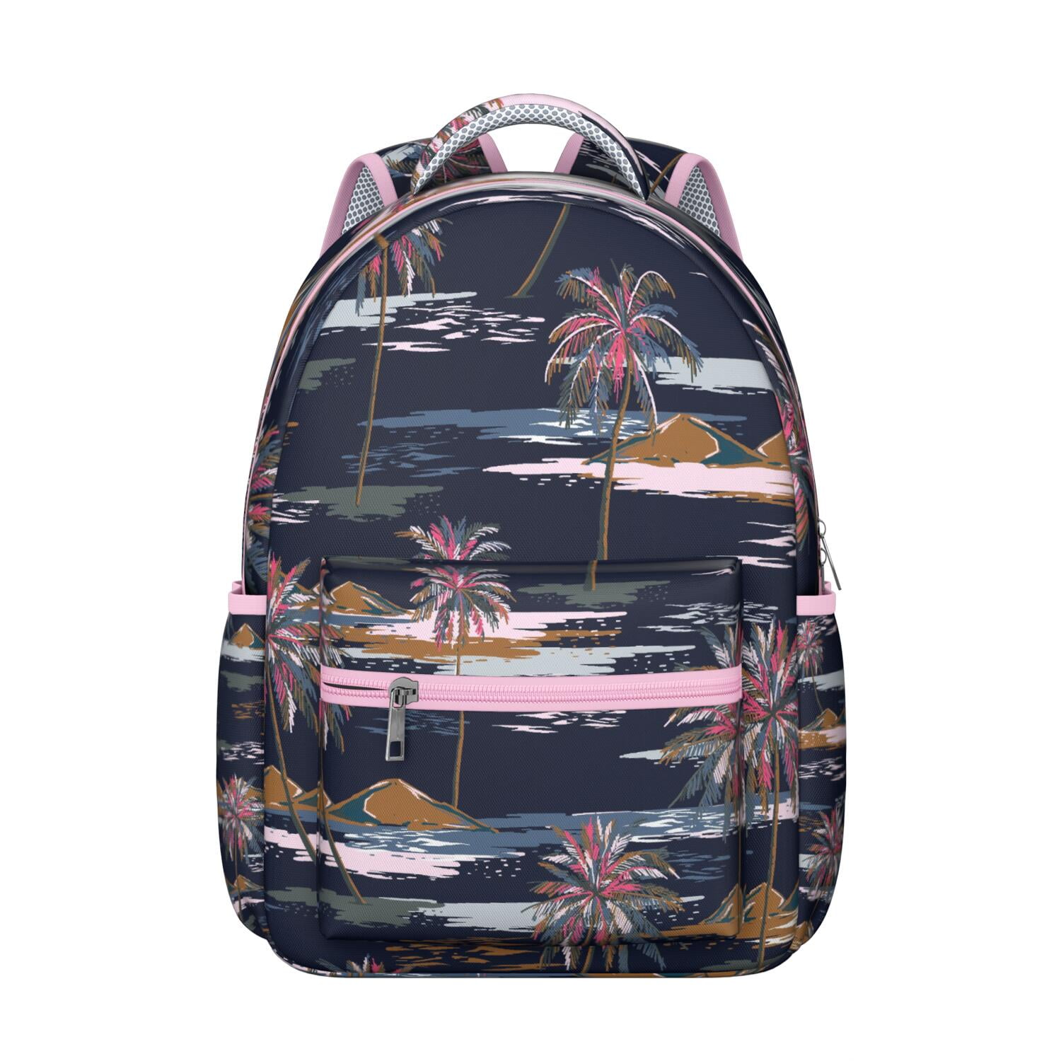 Colorful Students Backpack Hawaiian Print Tropical Floral School Bag ...