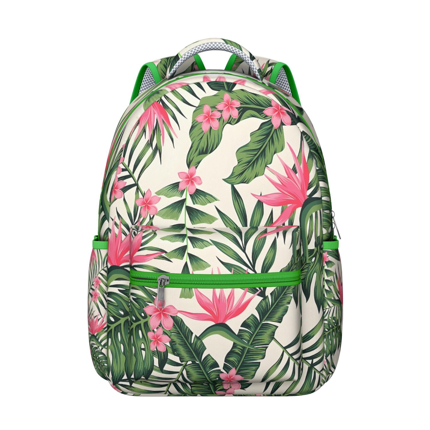 Colorful Students Backpack Hawaiian Print Tropical Floral School Bag ...