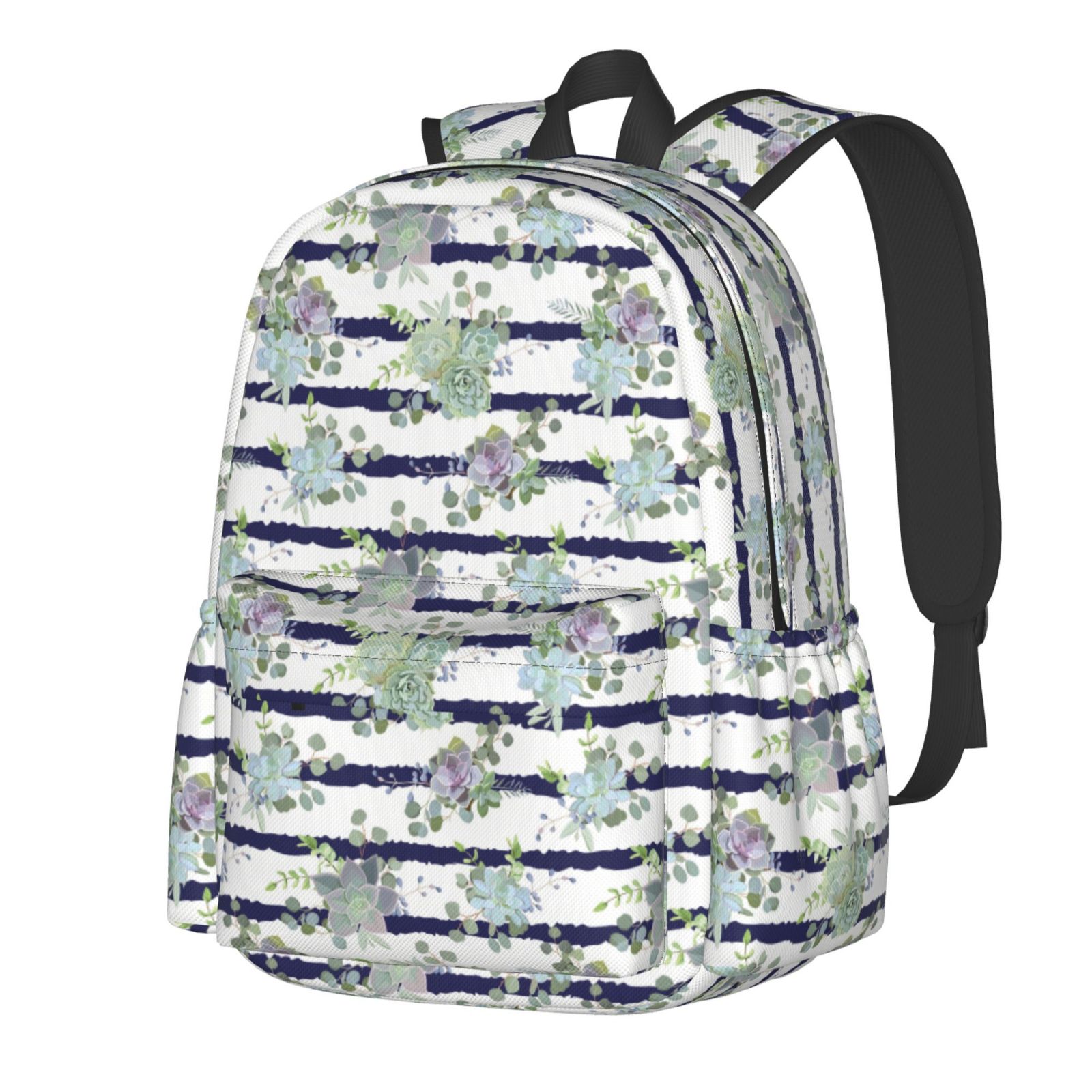 Colorful Succulent on Stripe Backpack for Men Women Laptop Backpack ...