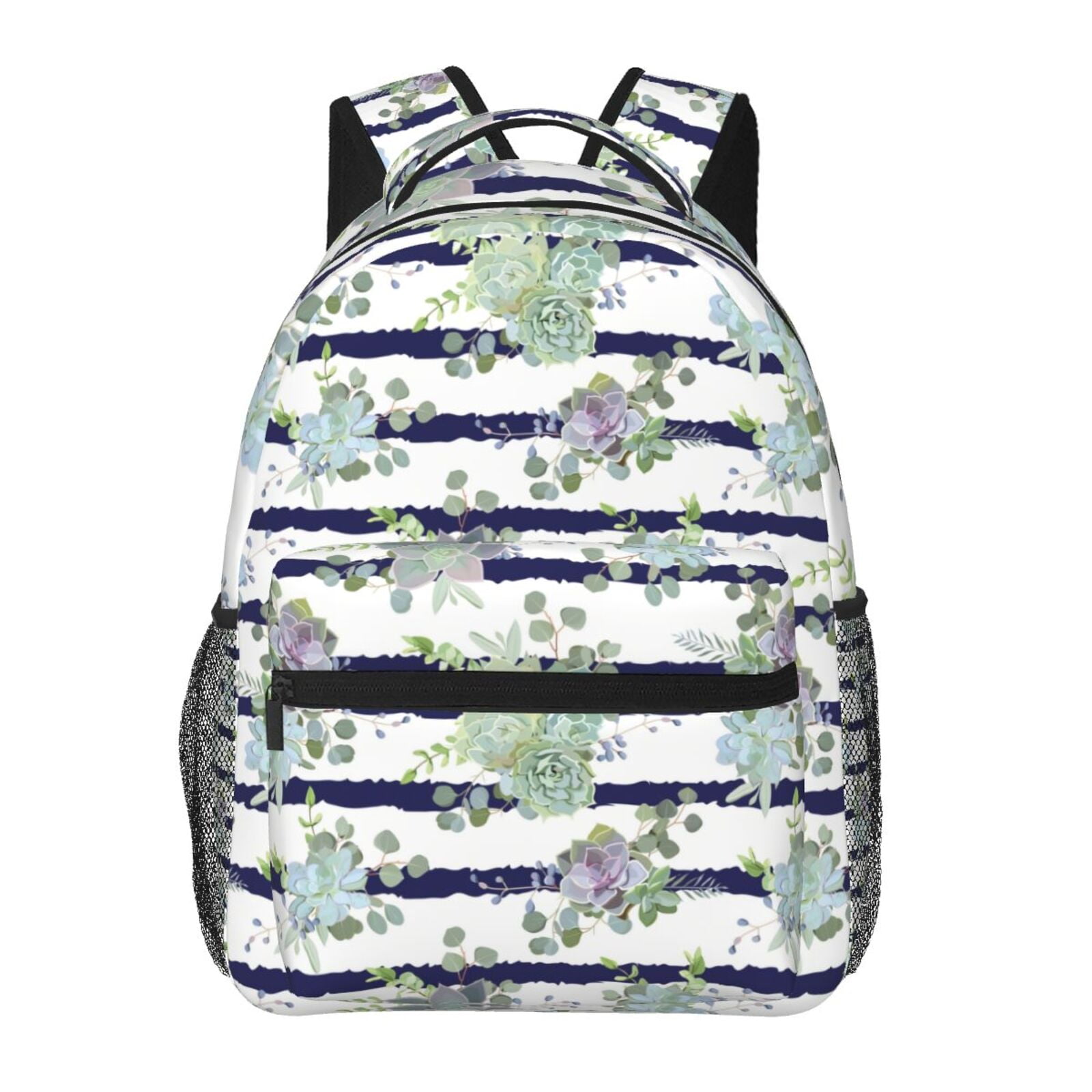 Colorful Succulent on Stripe Backpack for Men Women Laptop Backpack ...