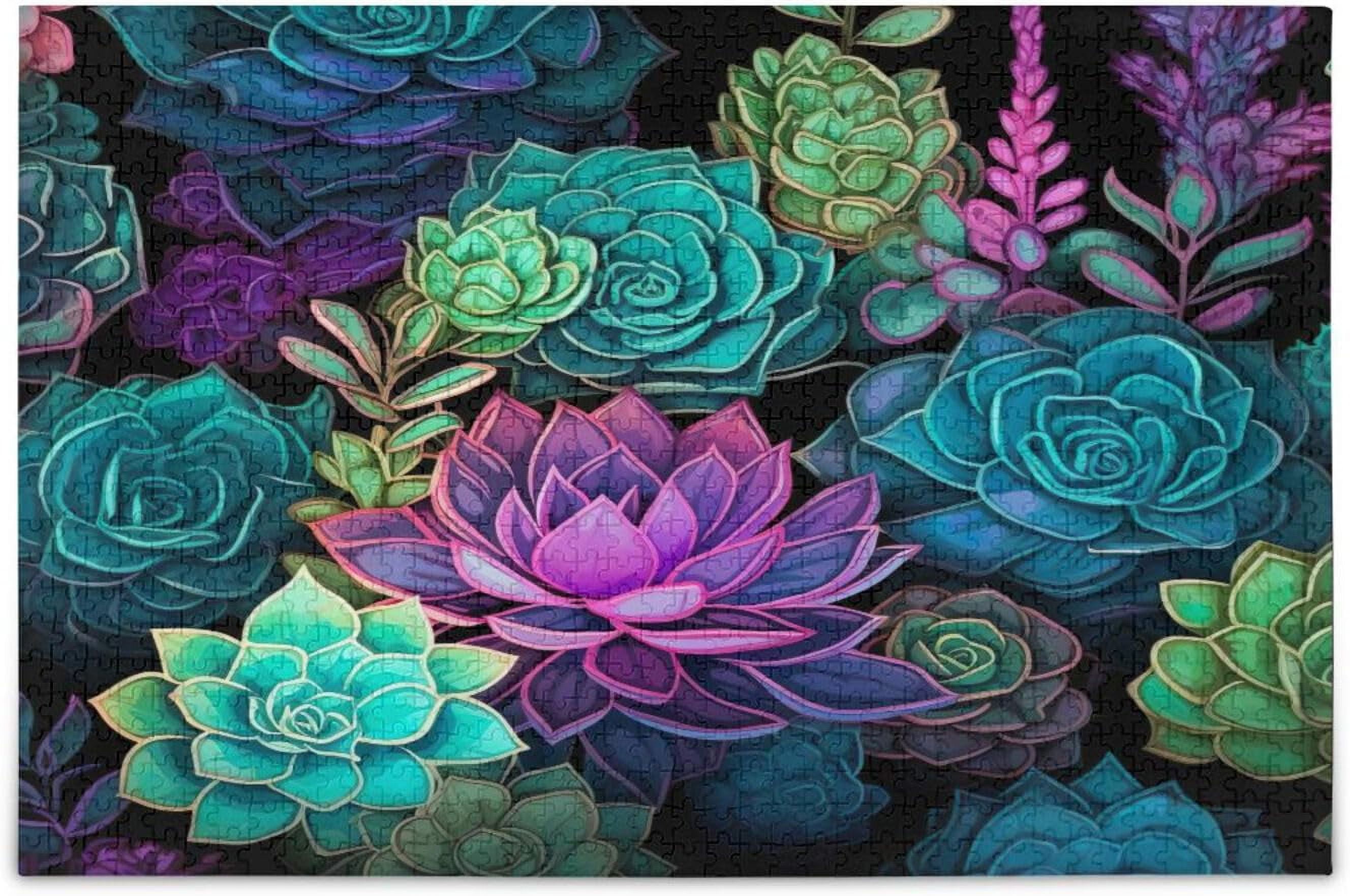 Colorful Succulents 1000 Piece Puzzle for Adults, Family Game ...
