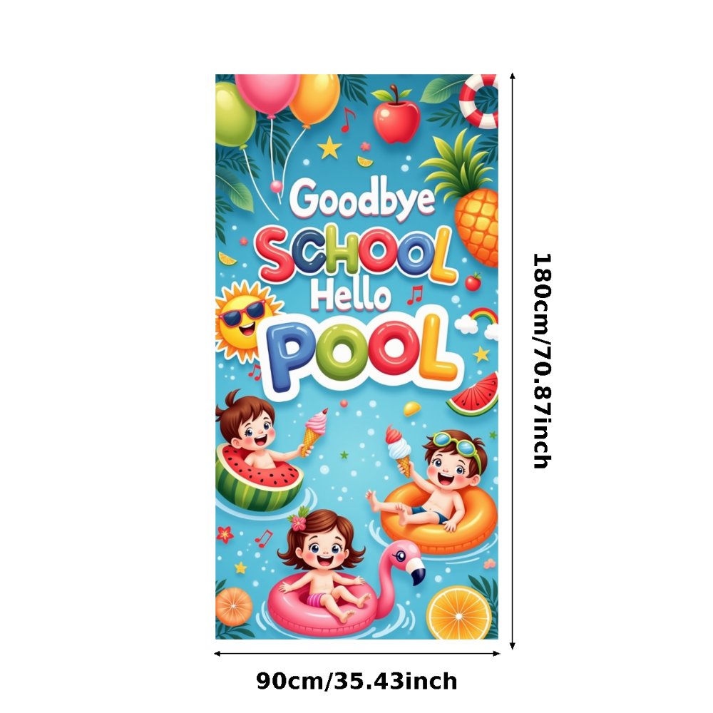 Colorful Summer Goodbye School Hello Pool Banner for Kids Party Pool ...