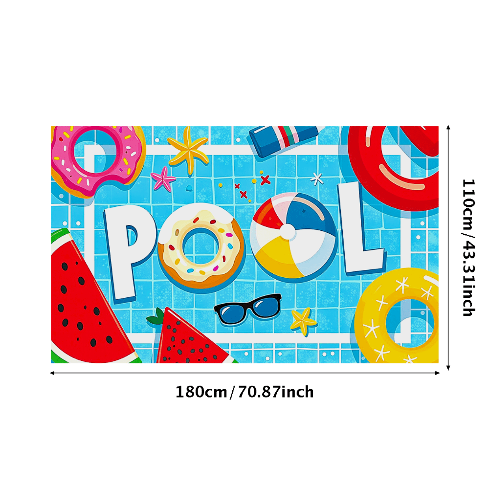 Colorful Summer Themed Pool Party Background Banner with Watermelon ...