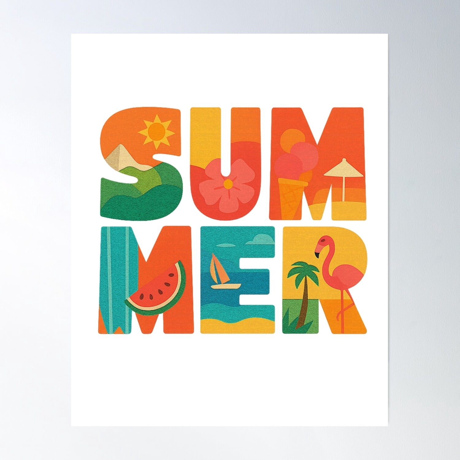 Colorful Summer Typography Vacation Vibes Poster Wall Art Modern Wall ...