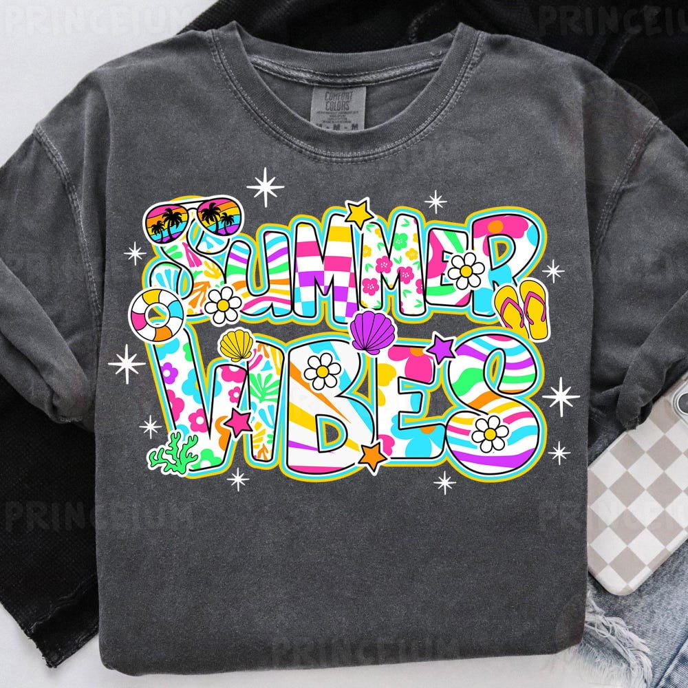 Colorful Summer Vibes Shirt, Beach Vacation, Retro Bright Summer For ...