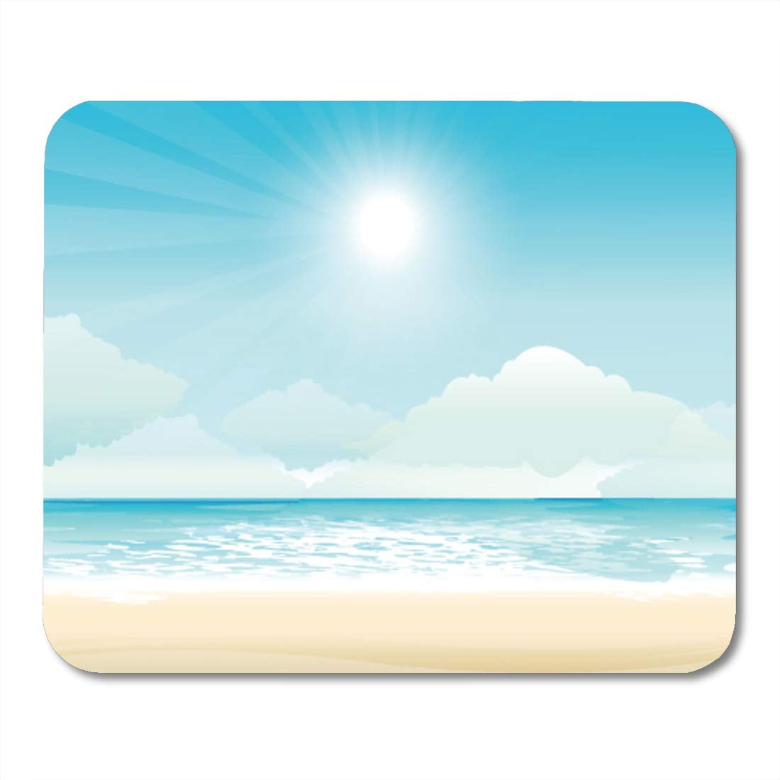 Colorful Summer White Ocean Beach and Tropical Sea with Bright Sun Blue ...