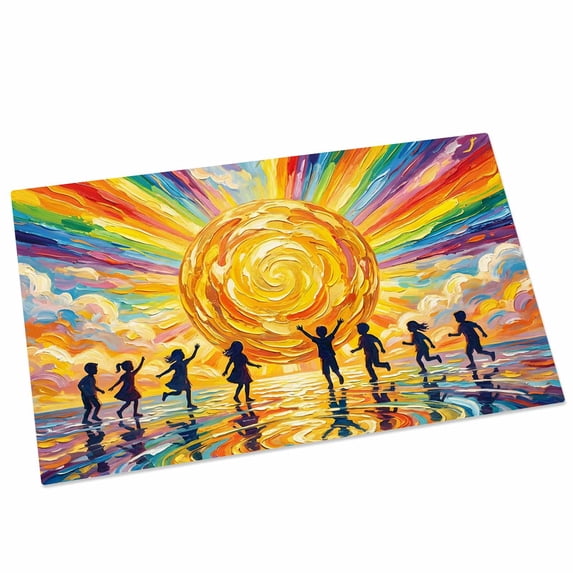 Colorful Sun Door Mat 20x31.5 Inch Cartoon Watercolor Red Yellow Blue ...