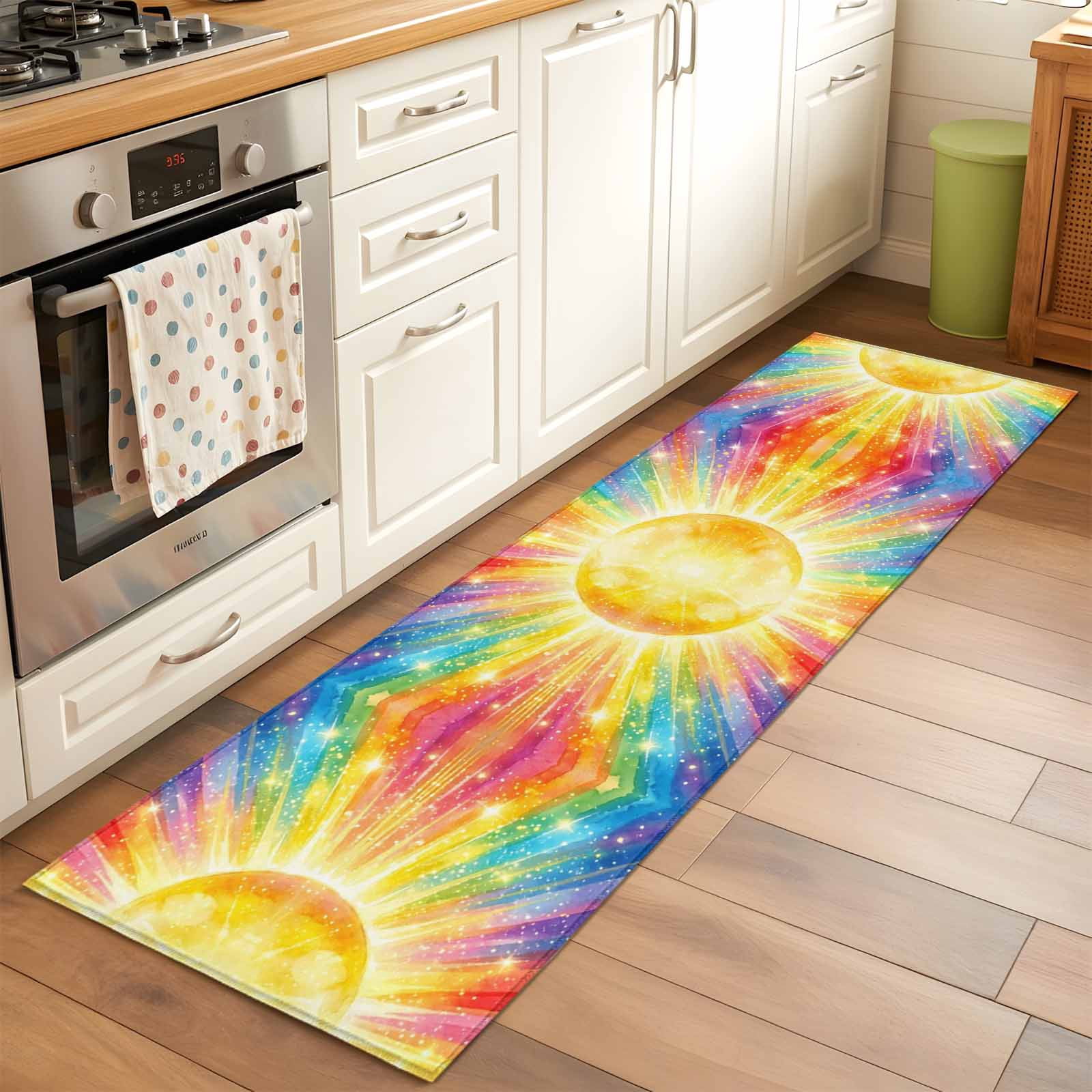 Colorful Sun Hallway Washable Runner Rug 2x6 Cartoon Watercolor Red ...