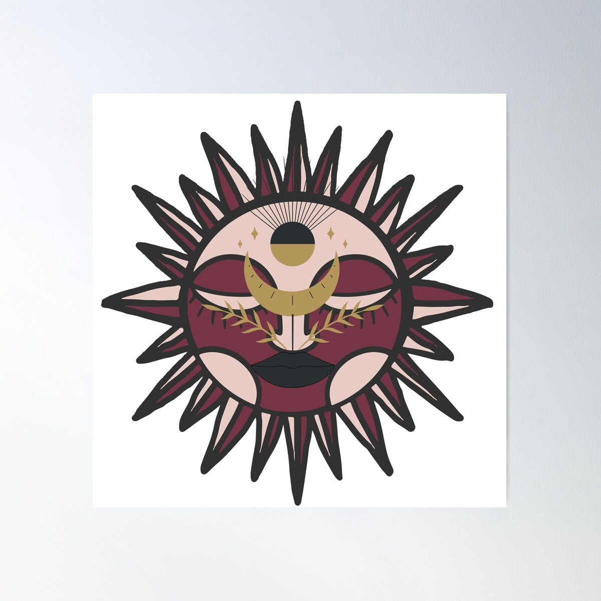 Colorful Sun Sign Aesthetics Poster Wall Art, Modern Wall Decor For ...