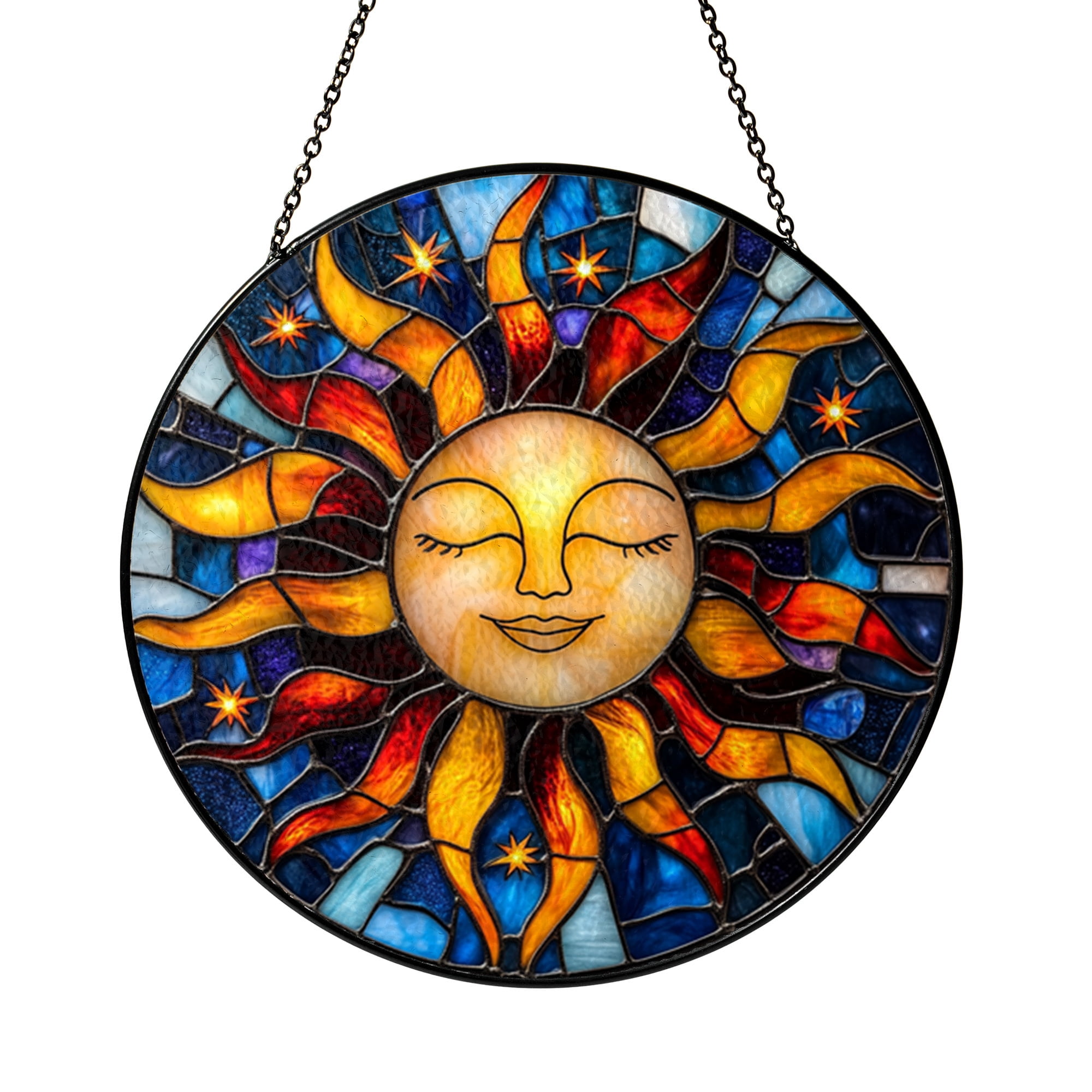 Colorful Sun Stained Glass Suncatcher – Summer Sun Window Hanging ...