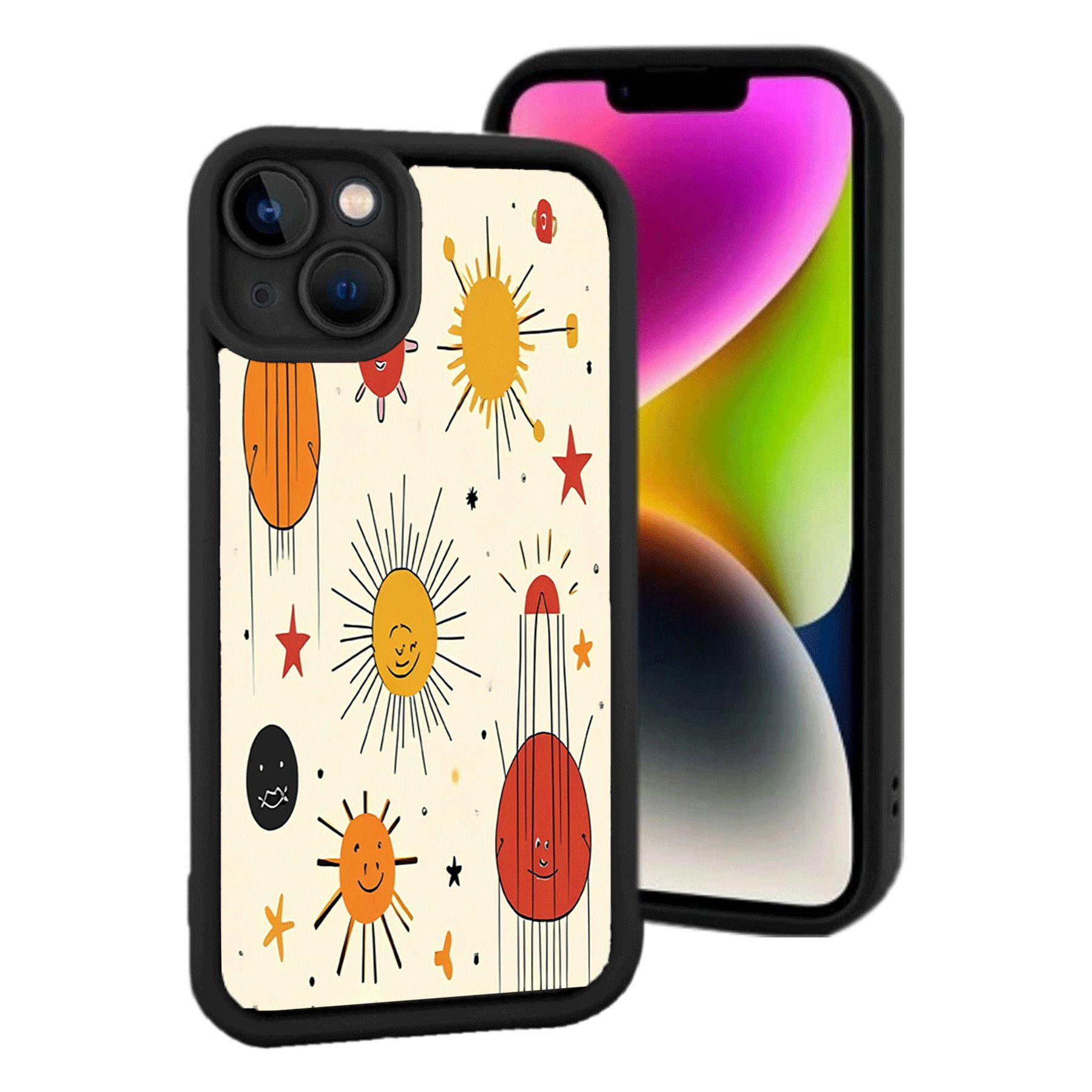 Colorful Sun & Star Design Lightweight iPhone 15 Case - Yellowing ...