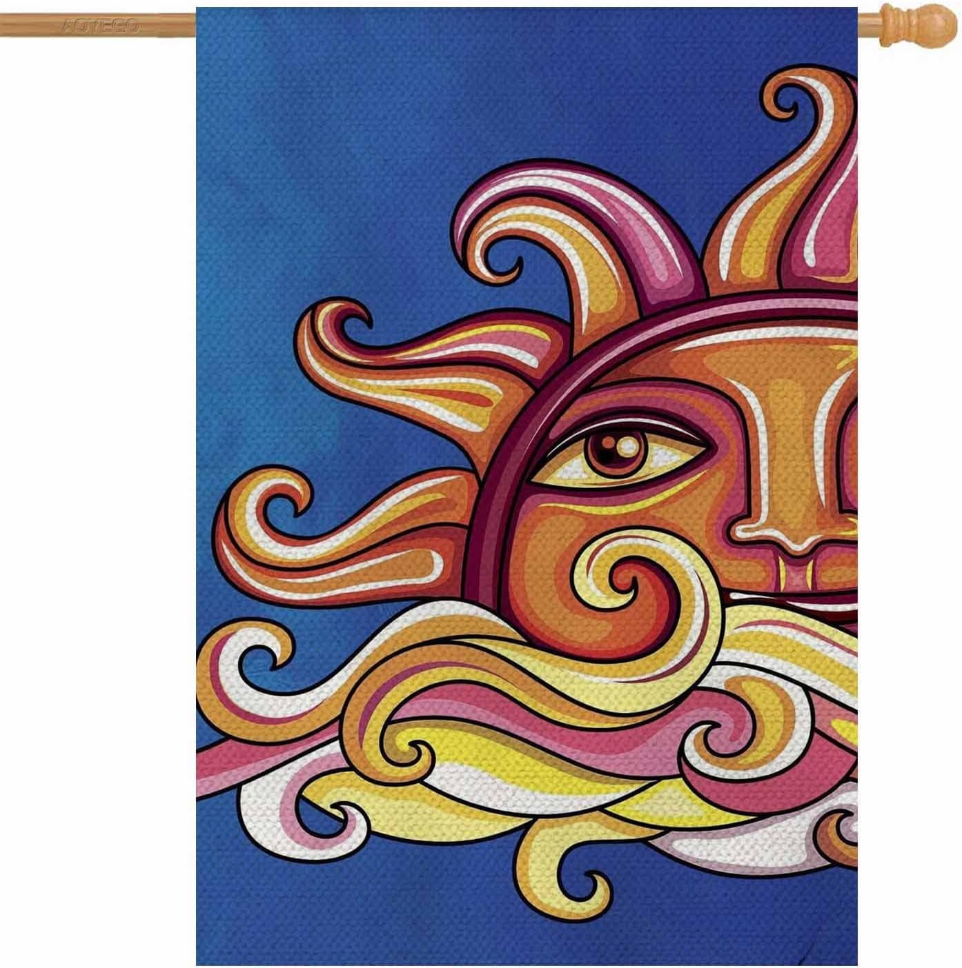 Colorful Sun Summer House Flag 28 x 40 Inch Large Vertical Double Sided ...