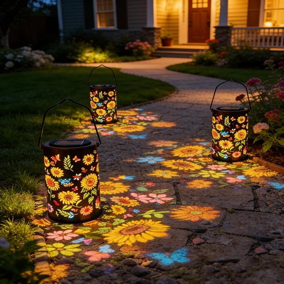 Colorful Sunflower Glow Solar Garden Lantern, 2026 New Outdoor ...