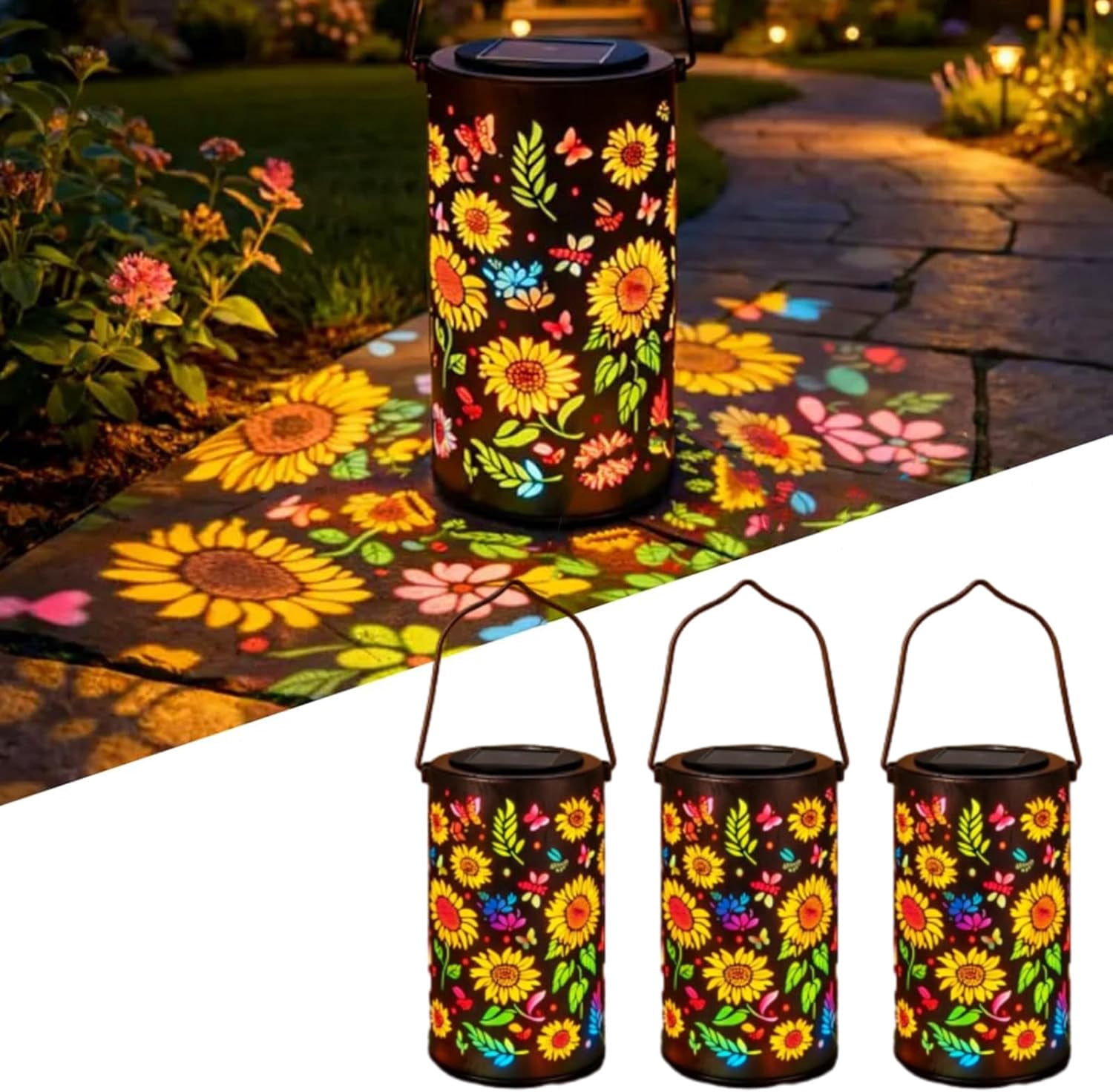 Colorful Sunflower Glow Solar Garden Lantern, 2026 Waterproof Outdoor ...