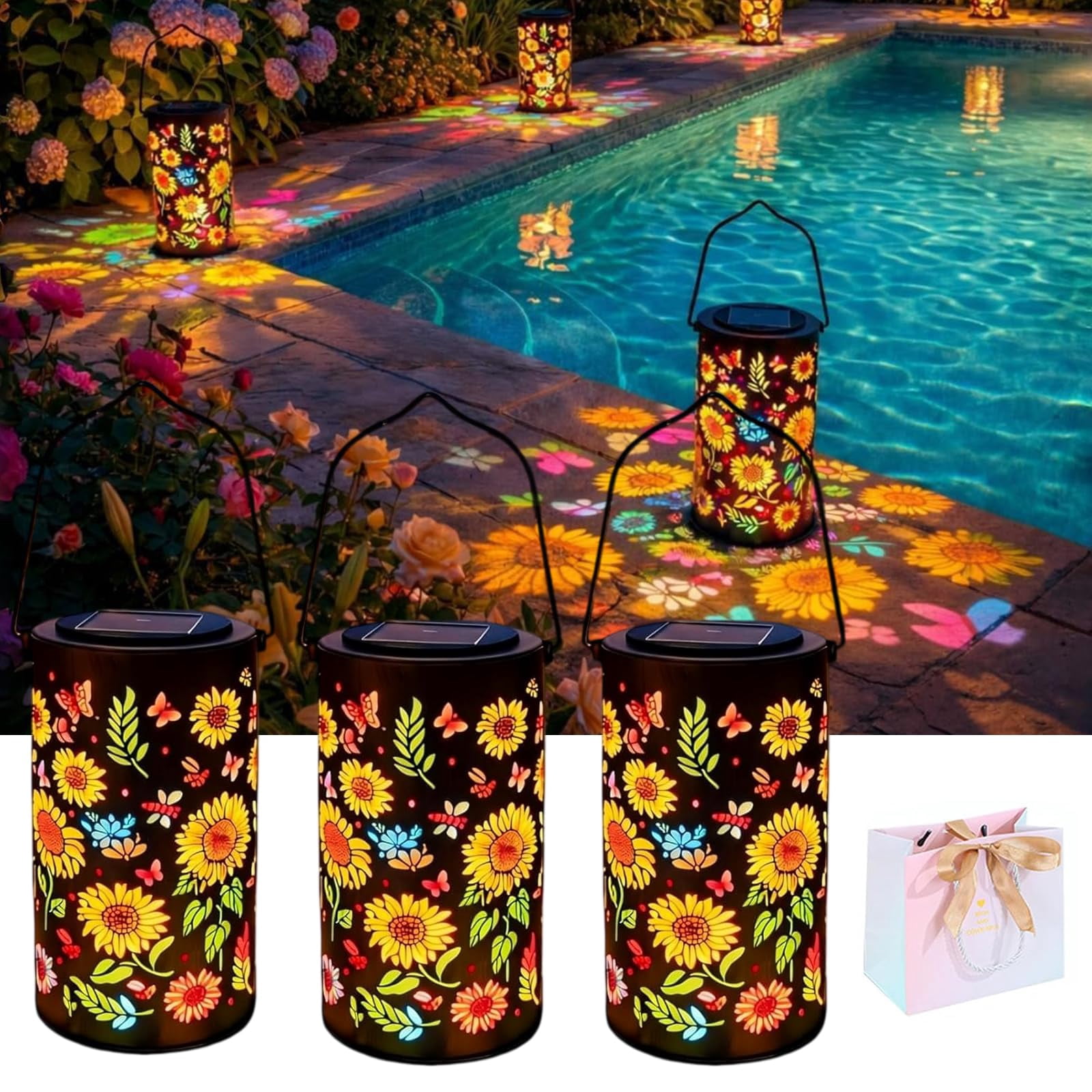Colorful Sunflower Glow Solar Garden Lantern, 2026 Waterproof Outdoor ...