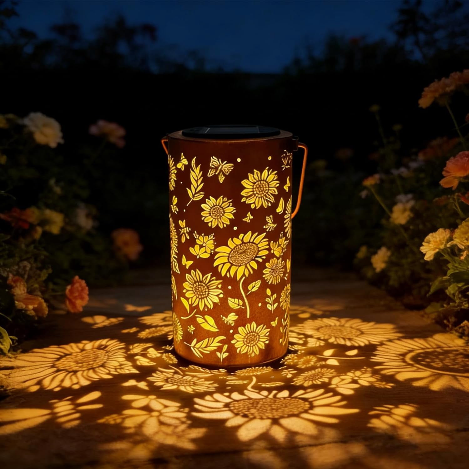 Colorful Sunflower Glow Solar Garden Lantern, Sunflower Glow Lanterns ...
