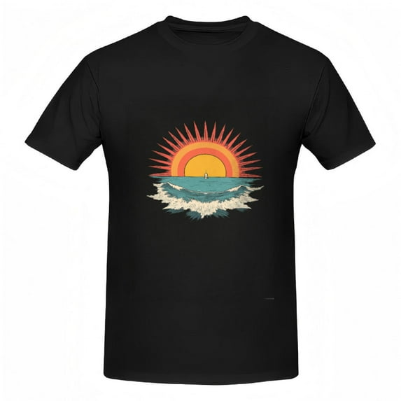 Colorful Sunrise Ocean Graphic Cotton Short Sleeve T-Shirt - Vibrant ...