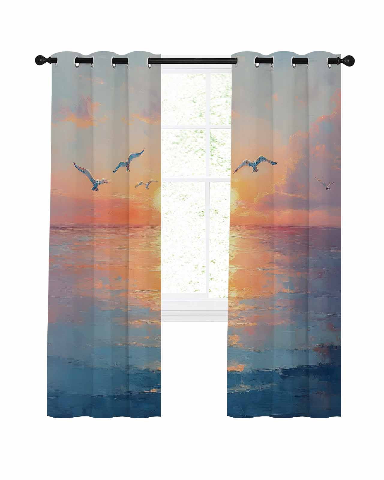 Colorful Sunset Blackout Curtains for Bedroom Living Room, Ocean ...