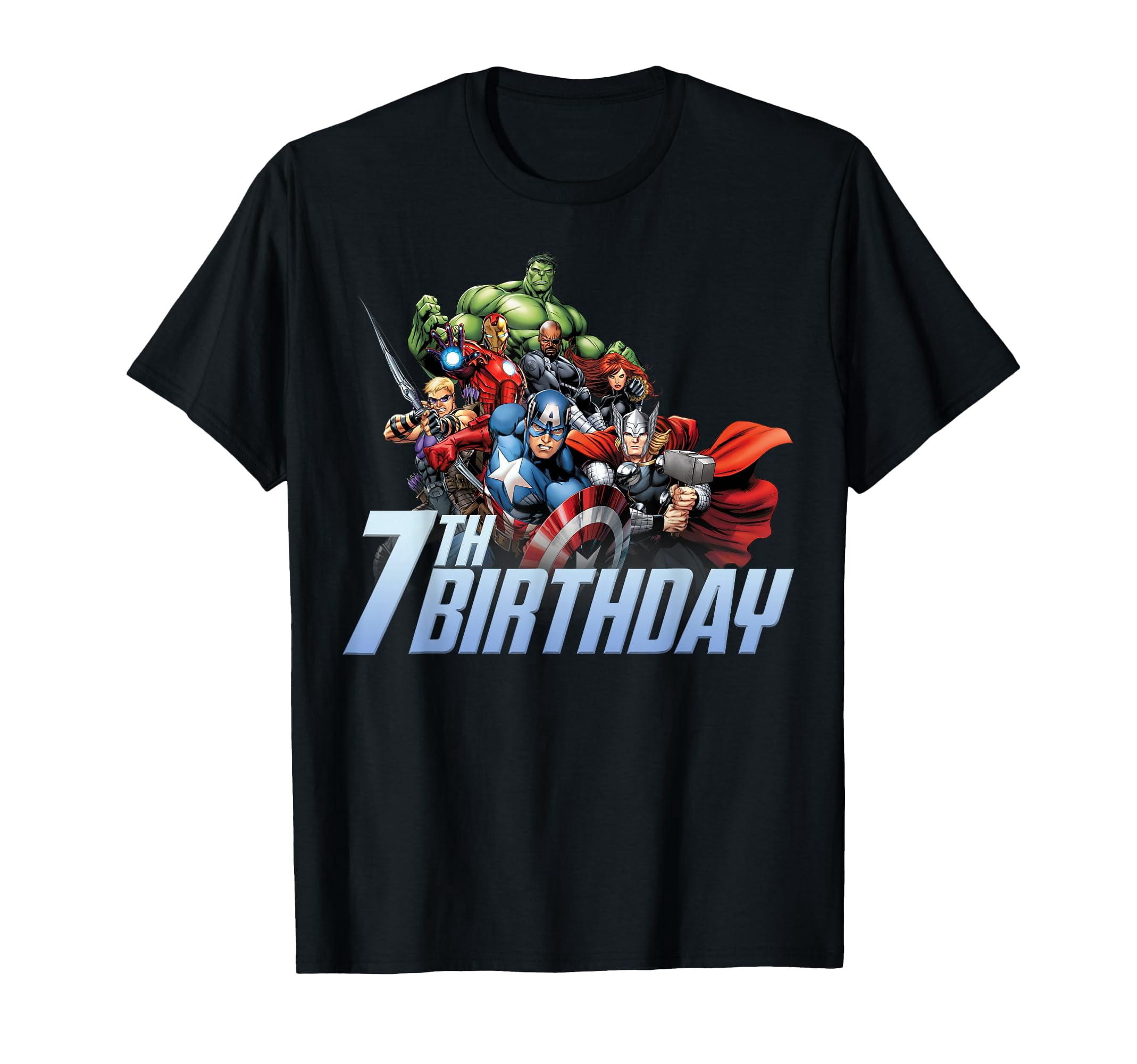 Colorful Superhero Action Shot 7th Birthday T-Shirt for Fun ...