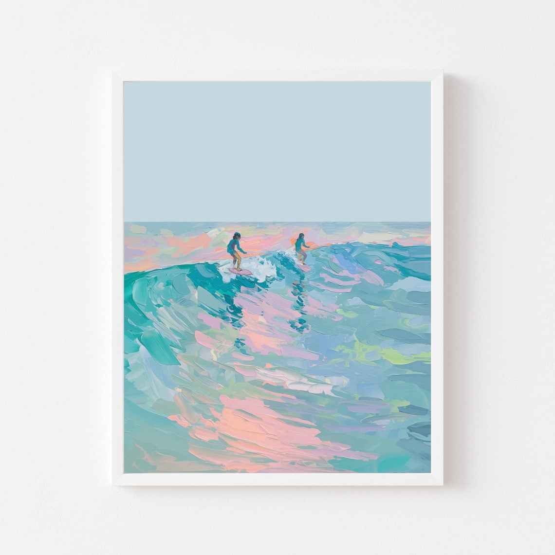 Colorful Surfer Kids Painting Coastal Tween Wall Art Print Abstract ...