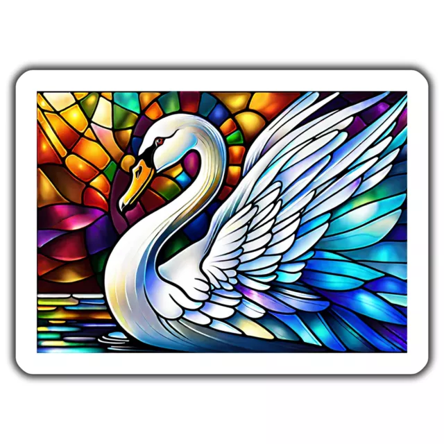 Colorful Swan Stained Glass Art Sticker, Vibrant Decorative Sticker ...
