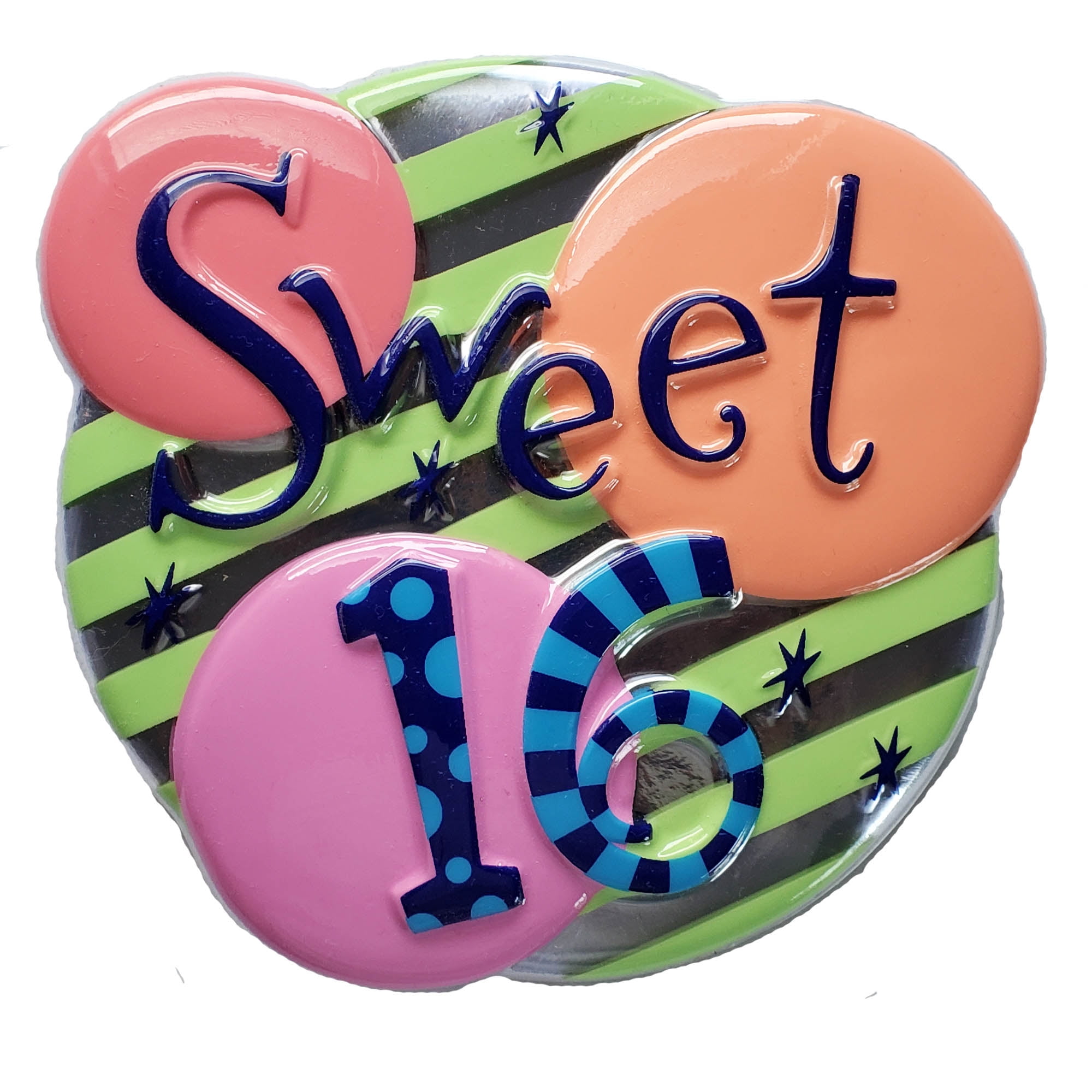 Colorful Sweet 16 Flat Plastic Cake Topper (1ct) - Walmart.com