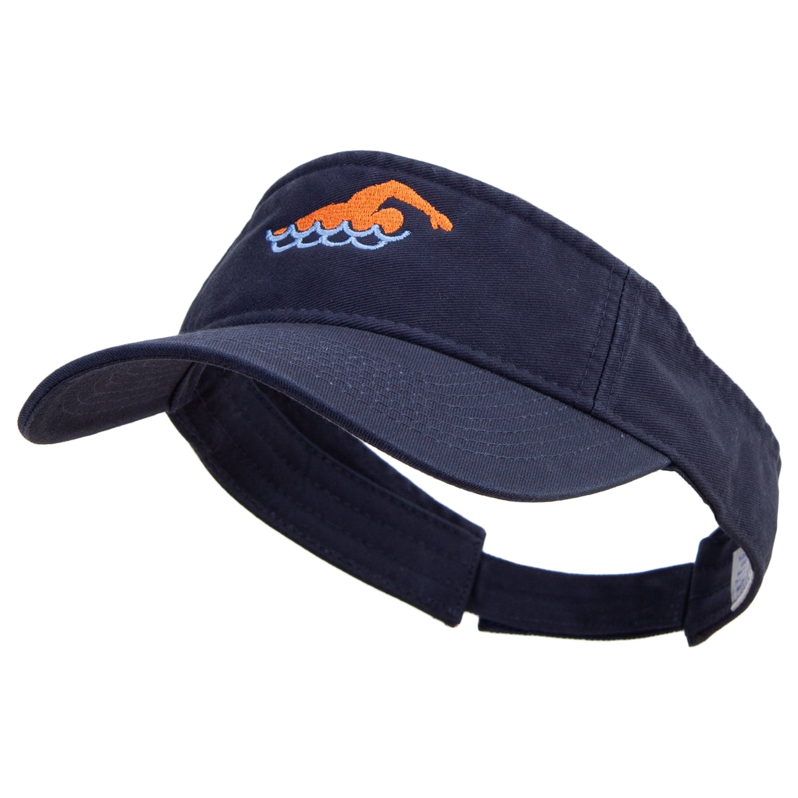 Colorful Swimming Club Embroidered Prostyle Cotton Twill Washed Visor ...