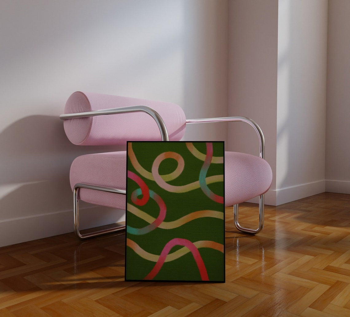 Colorful Swirl Geometric Wall Art, Colorful Swirl Squiggle Art ...