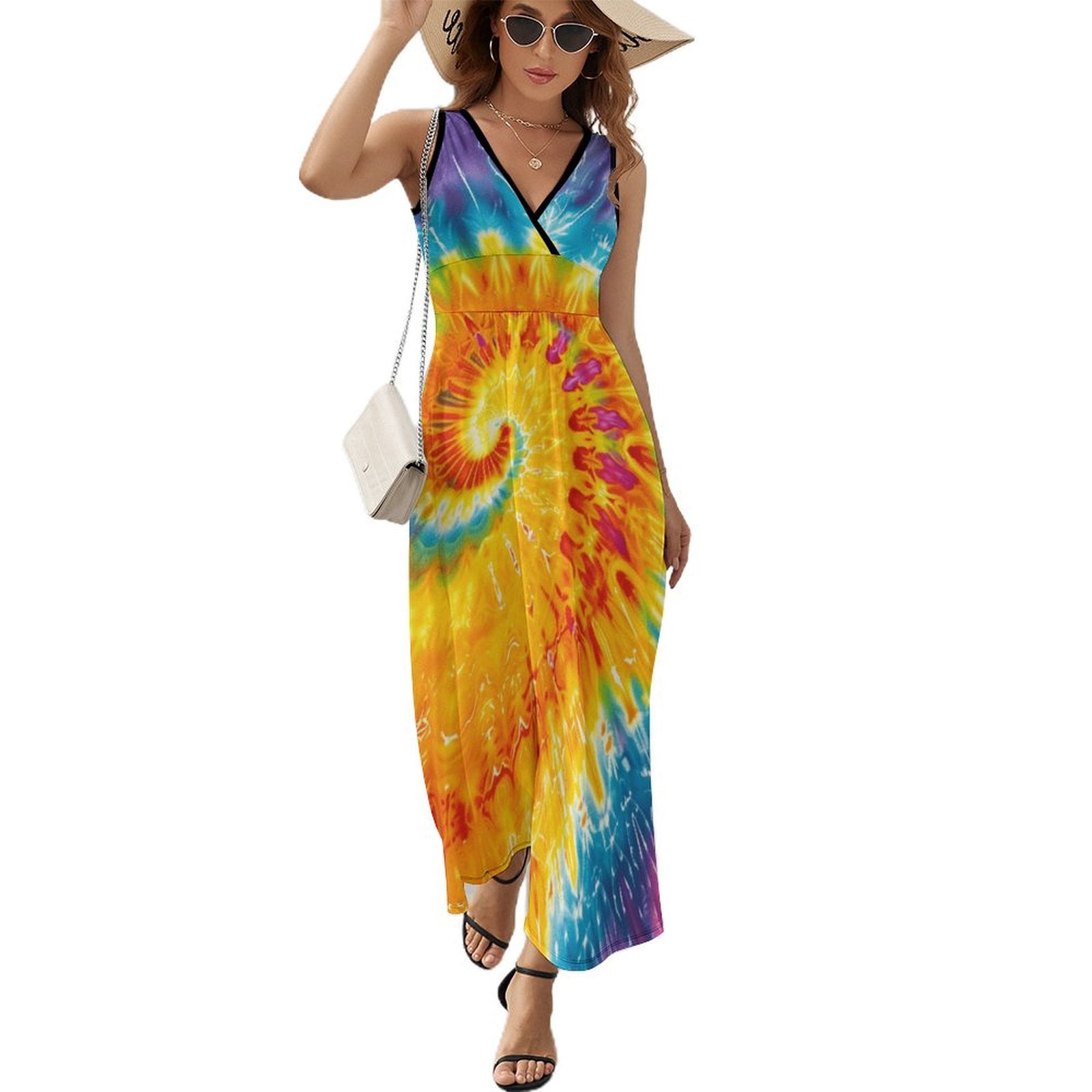 Colorful Swirls Tie-dye Pattern Design Sleeveless Dress Summer Clothes ...