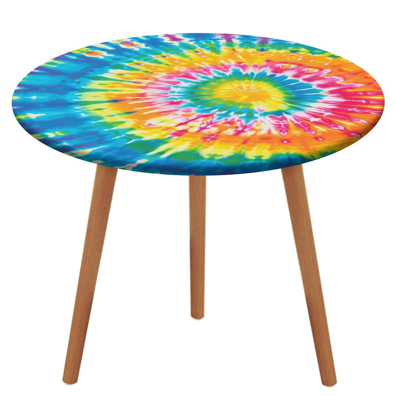 Colorful Swirls Tie-dye Round Fitted Tablecloth with Elastic Edge ...