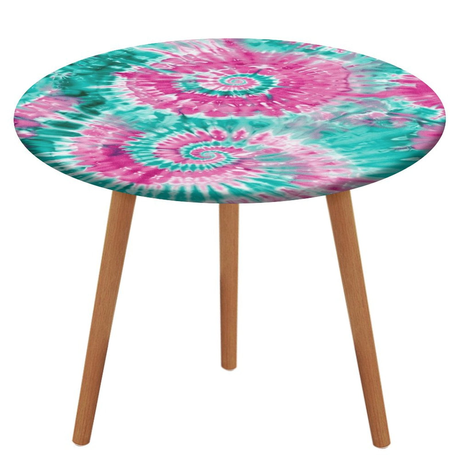 Colorful Swirls Tie-dye Round Fitted Tablecloth with Flannel Backing ...