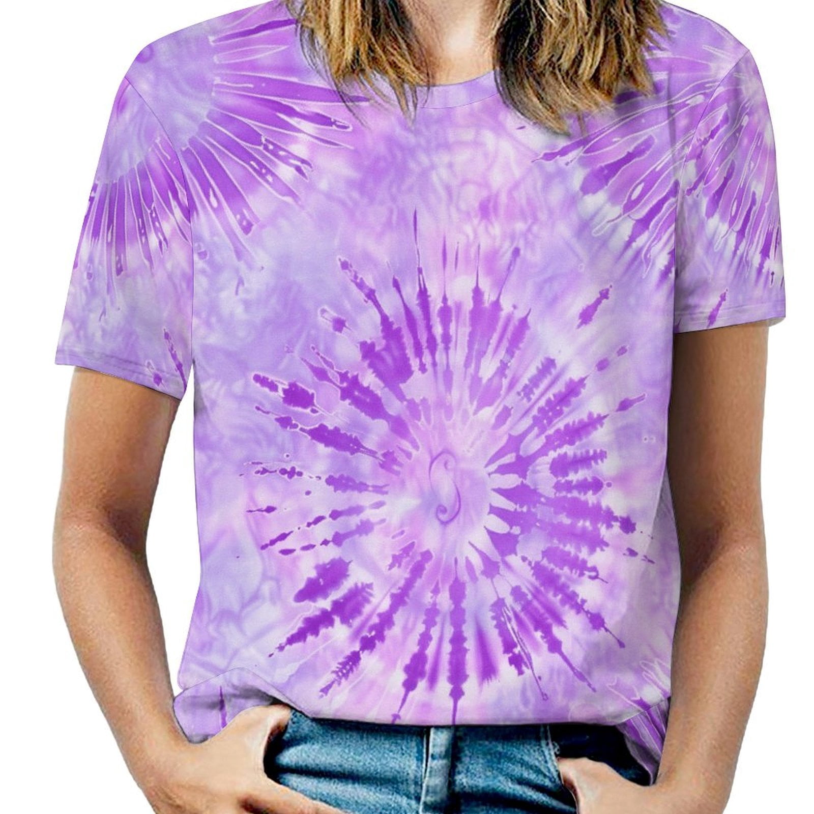 Colorful Swirls Tie-dye T Shirts Basic T-Shirt Short Sleeve Ladies Tee ...