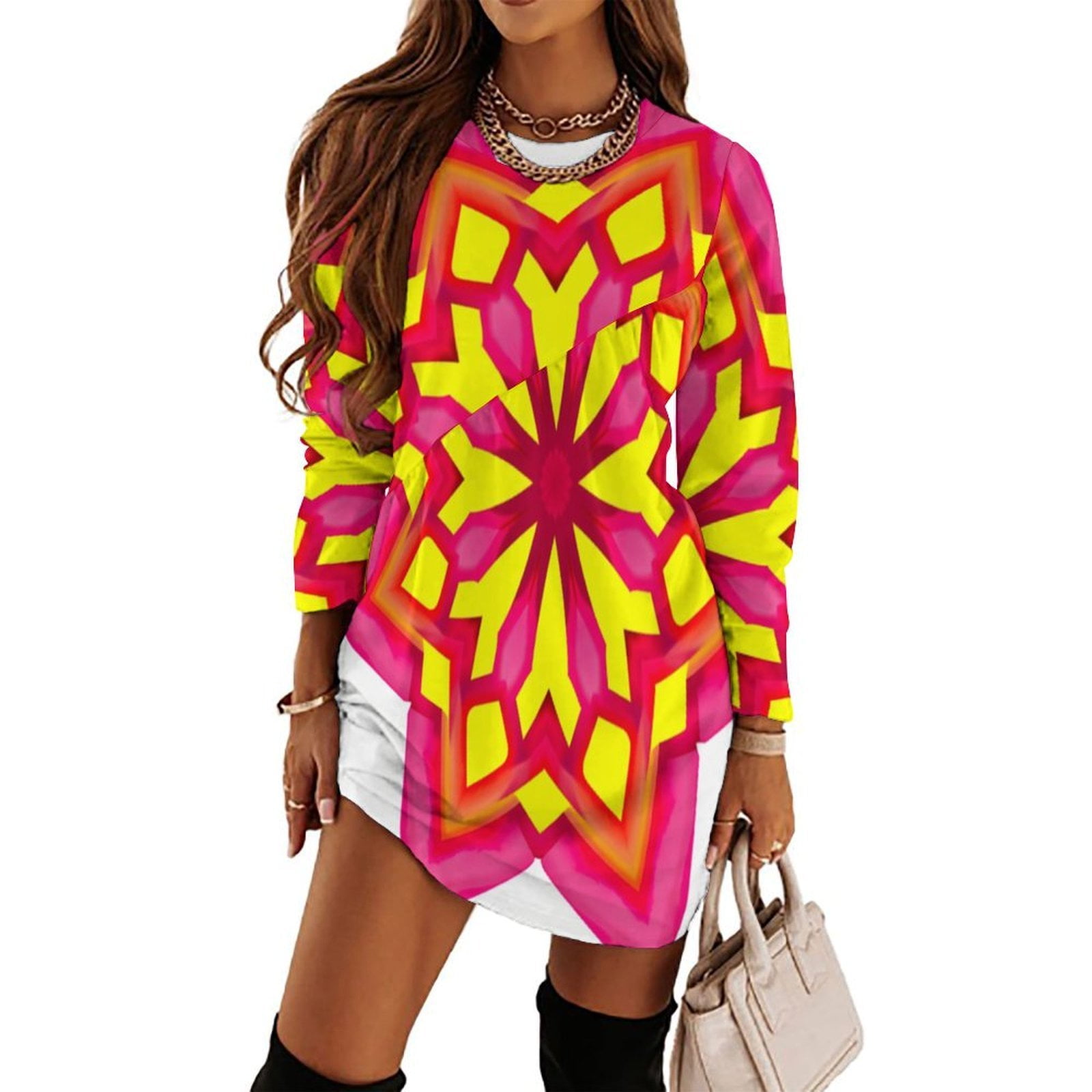 Colorful Symmetrical Abstract Design Loose Dress Evening Dress Summer ...