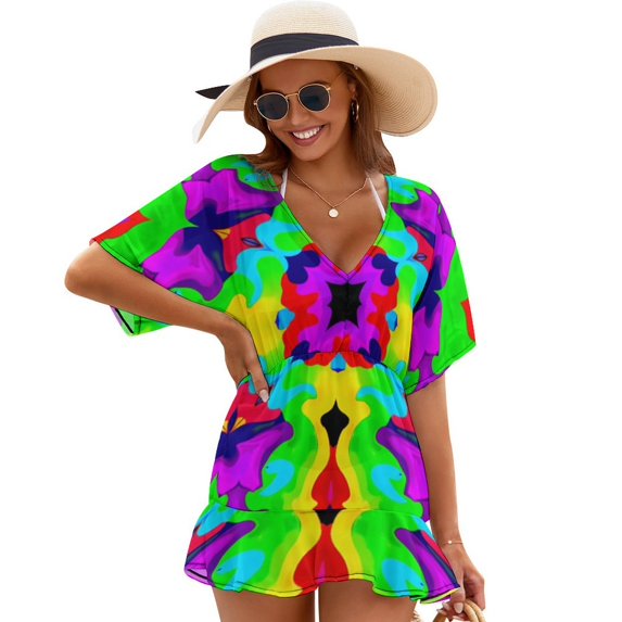 Colorful Symmetrical Abstract Kaleidoscope Pattern Women's Luxury Party ...