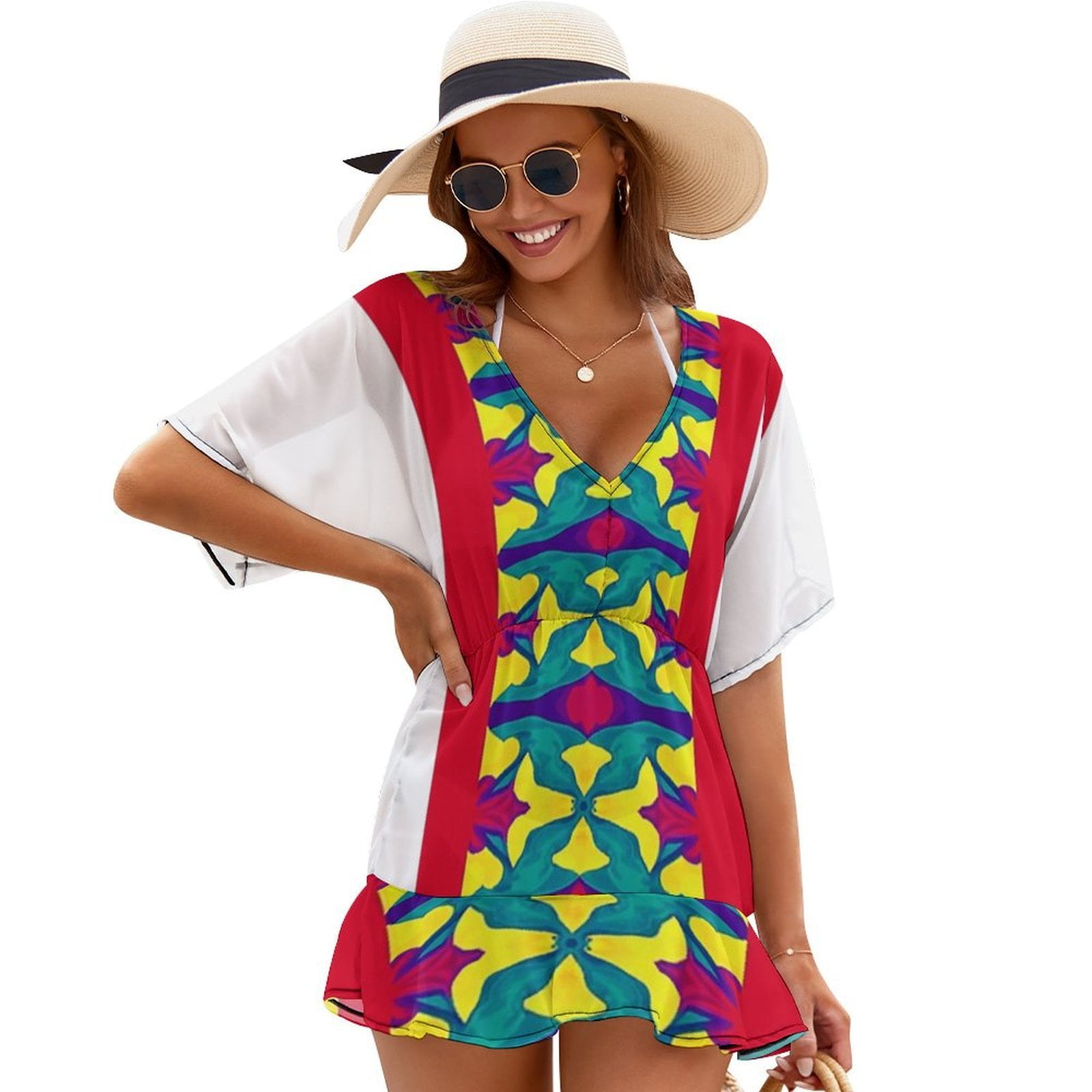 Colorful, Symmetrical Abstract Pattern Women's Luxury Party Dress ...