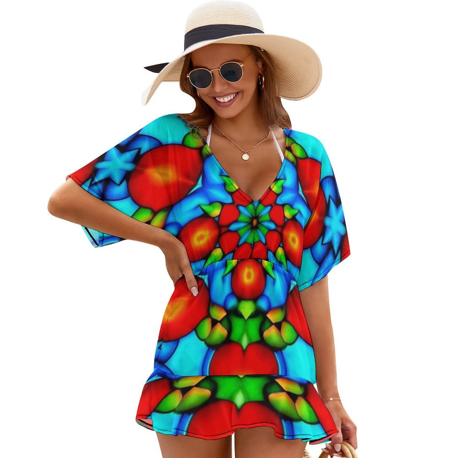 Colorful Symmetrical Kaleidoscopic Pattern Women's Luxury Party Dress ...